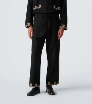 BODE Laurelist Wool Flannel Wide-leg Pants