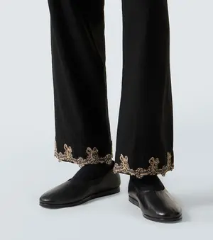 BODE Laurelist Wool Flannel Wide-leg Pants