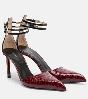 TOM FORD 90 Snake-effect Leather Pumps