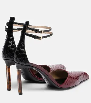 TOM FORD 90 Snake-effect Leather Pumps