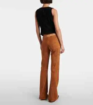 Stouls Gege High-rise Suede Flared Pants - Brown