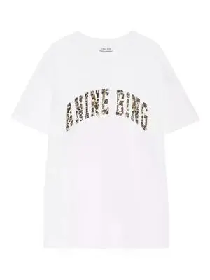 ANINE BING Walker Leopard-print Logo T-shirt - Neutrals