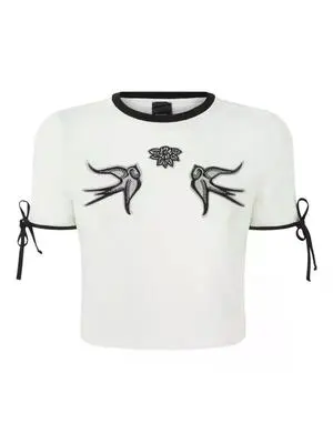Pinko Swallow-embroidered Tie-cuff Top