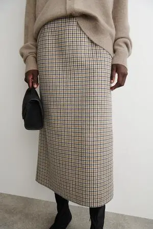 Cos Checked Double-faced Wool Skirt