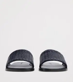 Bottega Veneta Leather Intrecciato Elio Sandals - Blue