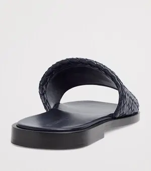 Bottega Veneta Leather Intrecciato Elio Sandals - Blue
