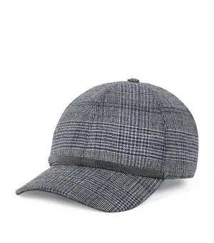Brunello Cucinelli Virgin Wool Prince Of Wales Cap - Blue