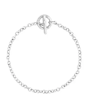 ASTRID & MIYU Rhodium-plated T-bar Rolo Chain Bracelet - Silver