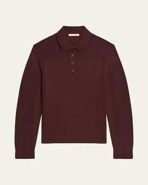Helmut Lang Wool Knit Polo Sweater - Dark Burgundy