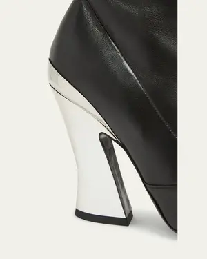Givenchy Leather Ankle Booties With Sculpted Heel - Black/silver