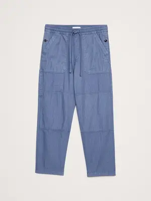 Banana Republic Herringbone Cotton Pull-on Utility Pant - Blue
