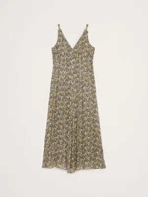 Banana Republic Pintuck Maxi Dress - Green Camo Feathers