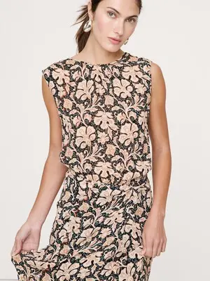 Banana Republic Low-back Midi Dress - Ivory Floral Paisley
