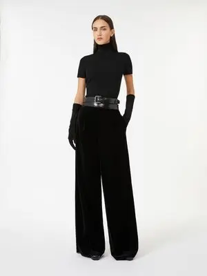 Max Mara Sateen Velvet Wide Leg Trousers