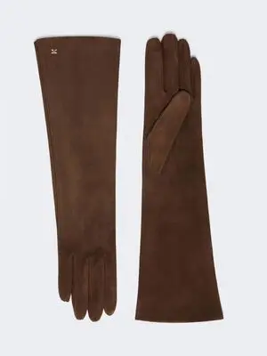 Max Mara Long Suede Nappa Gloves - Brown