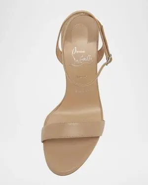 CHRISTIAN LOUBOUTIN 120mm Leather Platform Sandals - Blush