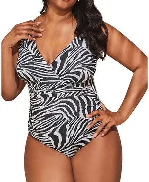 LIVE UNLIMITED Animal Print One Piece Swimsuit - Black