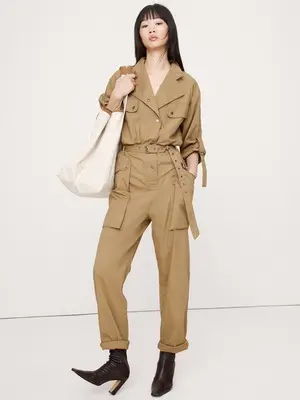 Banana Republic Utility Flight Jumpsuit - Whiskey Brown
