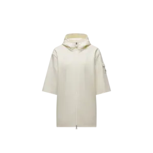 Moncler Wool Hooded Zip-up Cape - White