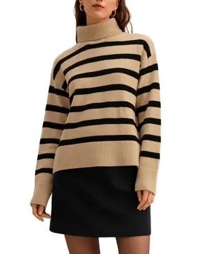 Lilysilk Tarra Stripe Sweater - Blacktoffee Stripes
