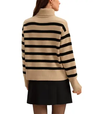 Lilysilk Tarra Stripe Sweater - Blacktoffee Stripes