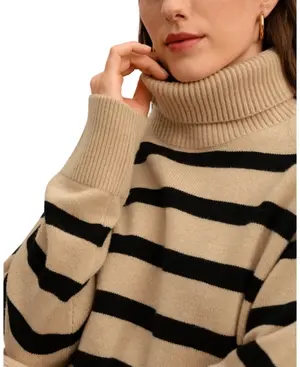 Lilysilk Tarra Stripe Sweater - Blacktoffee Stripes