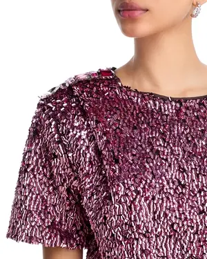 AREA Sequin Tee - Metlic Rose