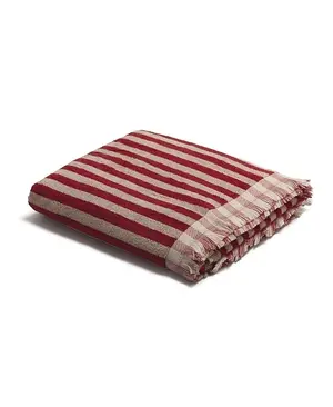 PIGLET IN BED Pembroke Stripe Bath Sheet - Sandstone Red