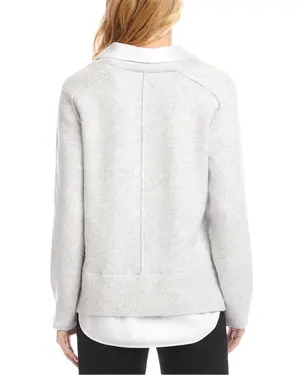 Karen Kane Layered Look Sweater - Light Heather Gray
