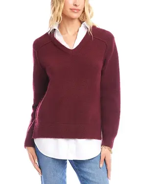 Karen Kane Layered Look Sweater - Wine
