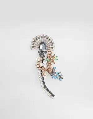 Dolce & Gabbana Floral Brooch With Rhinestones - Multicolor
