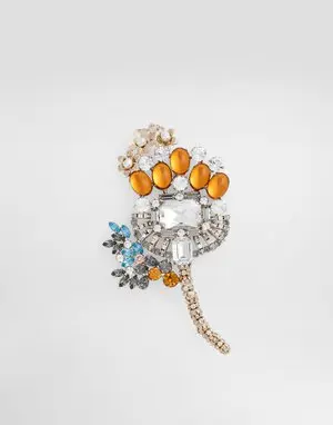 Dolce & Gabbana Floral Rhinestone Brooch - Multicolor