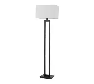 GLOBE ELECTRIC 58' Matte Black Floor Lamp White Linen Shade - One-color