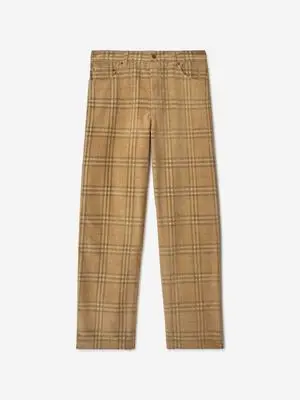 Burberry Checked Corduroy Trousers - Brown
