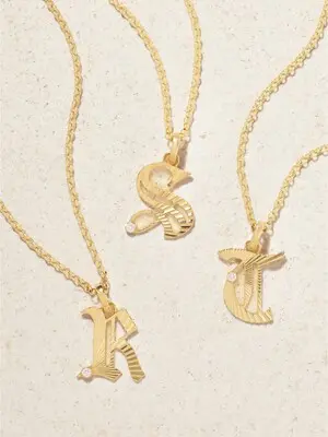 FOUNDRAE Initials & Numbers Medium 18-karat Diamond Pendant - Gold