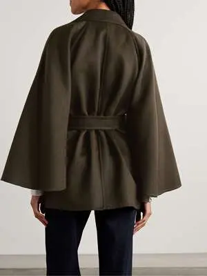Max Mara Verna Belted Camel Hair Coat - Forest Green
