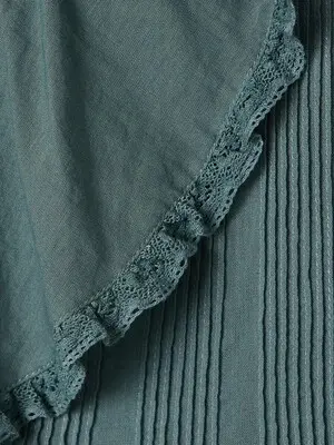 DÔEN Hardy Lace-trimmed Ruffled Pintucked Organic Cotton-voile Blouse - Blue