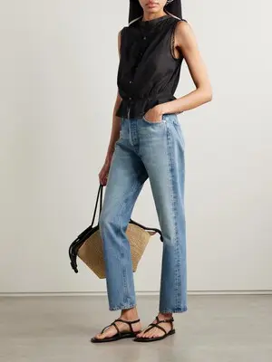 DÔEN Lilibet Lace-trimmed Pintucked Organic Cotton-voile Top - Black