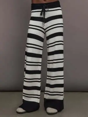 Carbon38 Striped Sweater Pant - Black/cream