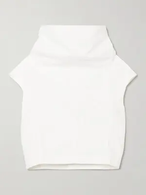 Jacquemus The Pasante Cropped Paneled Cotton-poplin Turtleneck Top - White