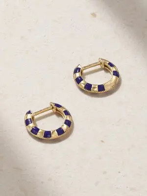 Yvonne Léon 9-karat Gold Enamel Hoop Earrings - Blue