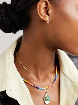 Yvonne Léon 9-karat Gold Enamel Hoop Earrings