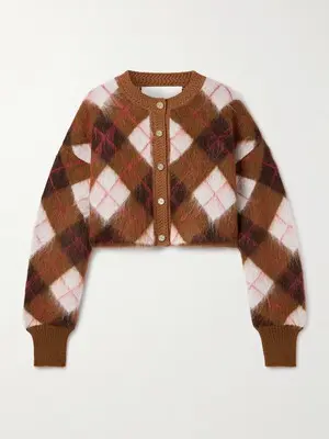 RÙADH The Blane Cropped Argyle Mohair-Blend Cardigan