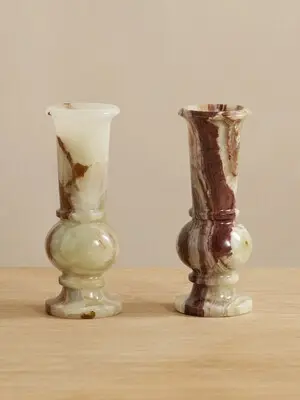 Jia Jia Set Of Two Onyx Vases - Green