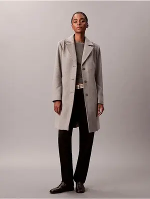 Calvin Klein Wool-blend Tailored Coat - Grey Melange