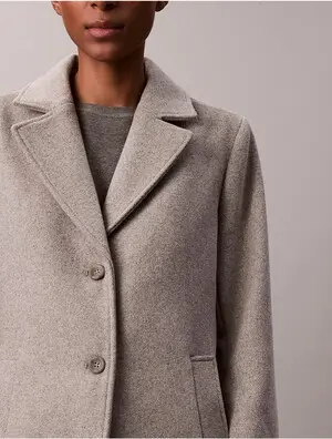 Calvin Klein Wool-blend Tailored Coat - Grey Melange