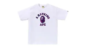 BAPE Camo College Tee Shirt - White/purple