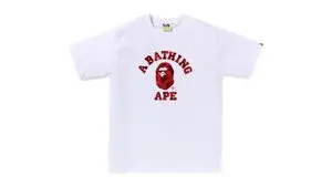 BAPE Camo College Tee Shirt - White/red