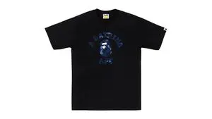 BAPE Camo College Tee Shirt - Black/navy Blue