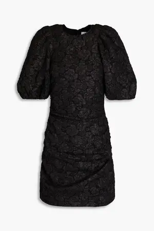 GANNI Cloqué Mini Dress - Black